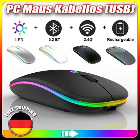 PC MAUS KABELLOS USB Wireless Mouse Computer Notebook Laptop Funkmaus Aufladbar EUR 7 29