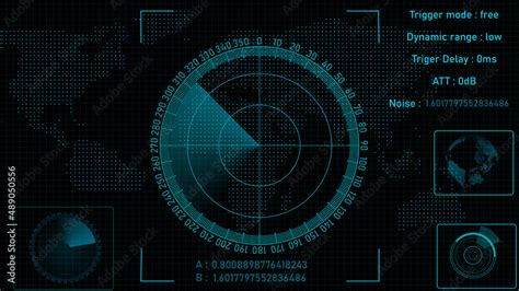 Radar HUD Screen Animation K Motion Graphic Of Colorful Sonar Radar Screen Searching An Object