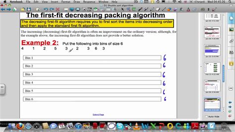 packing algorithms first fit decreasing algorithms decision maths