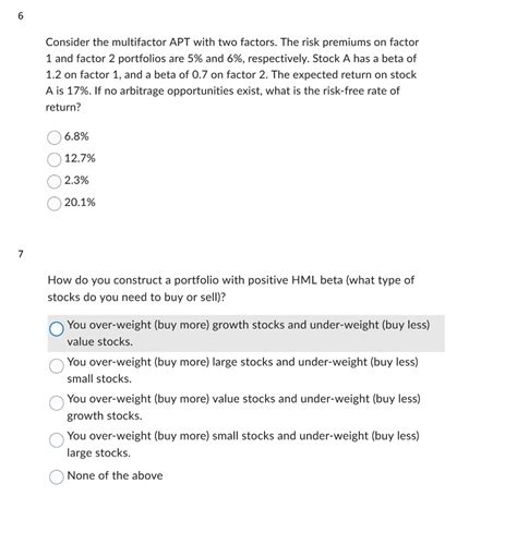 Solved Consider The Multifactor Apt With Two Factors The