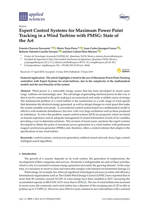 Pdf Expert Control Systems For Maximum Power Point Tracking In A Wind