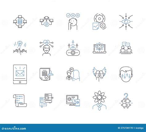 Customer Engagement Line Icons Collection Participation Interaction Relationship Feedback