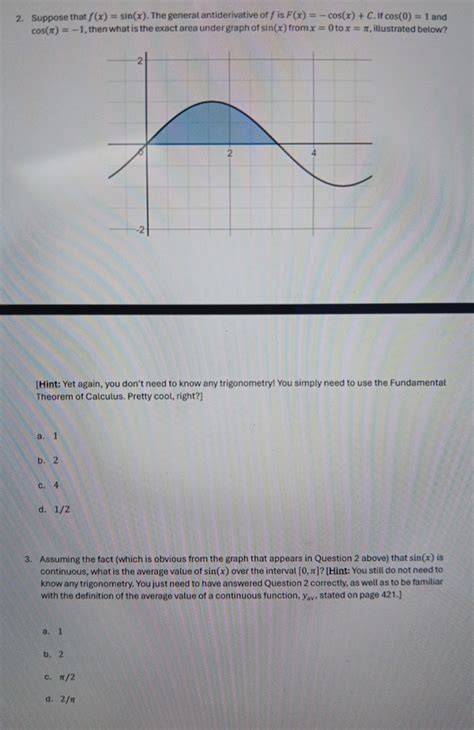 Solved Suppose That F X Sin X ﻿the General Antiderivative