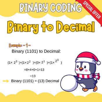 Winter Binary Code STEM Activities Digital Binary To Decimal Conversion