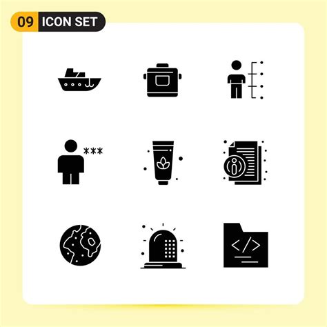 9 Universal Solid Glyphs Set For Web And Mobile Applications Human Block Skills Avatar Man