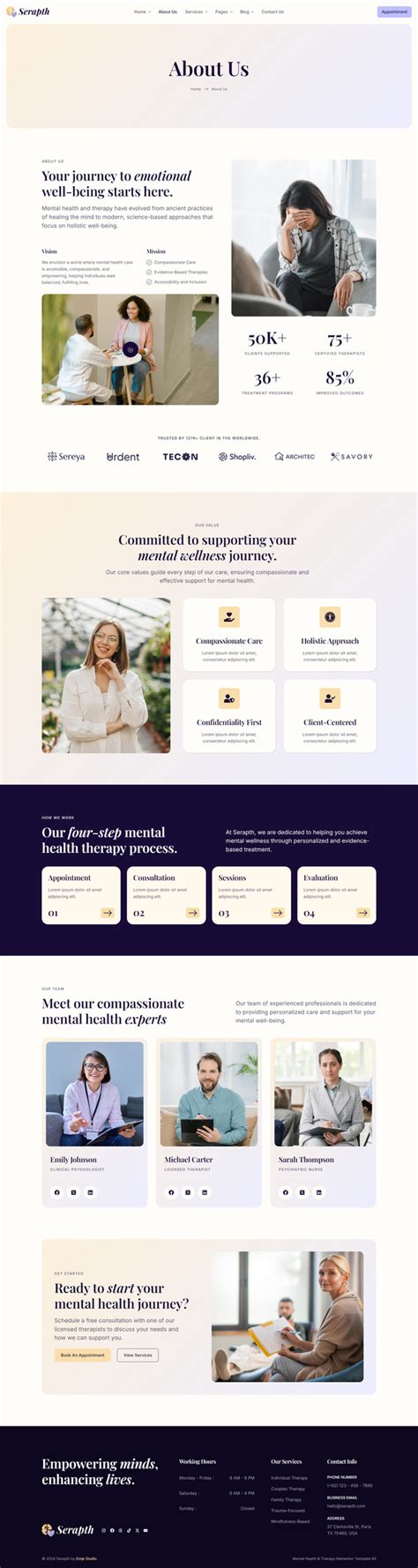Serapth Mental Health And Therapy Elementor Template Kit By Emjecreative