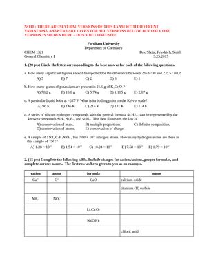 Chem Lab II Pre Lab Completed Chem Lab Rd Pre Lab Lauren Mance Professor Sena General
