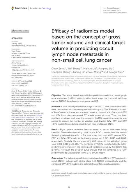 Pdf Efficacy Of Radiomics Model Based On The Concept Of Gross Tumor