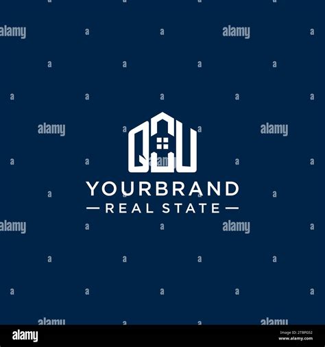 Initial Letter Qu Monogram Logo With Abstract House Shape Simple And Modern Real Estate Logo