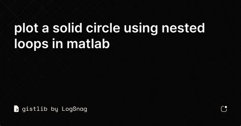 Gistlib Plot A Solid Circle Using Nested Loops In Matlab