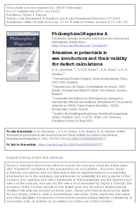 Pdf Interatomic Potentials In Semiconductors And Their Validity For Defect Calculations