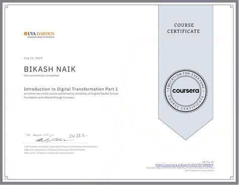 Bikash Naik On Linkedin Completion Certificate For Introduction To Digital Transformation Part