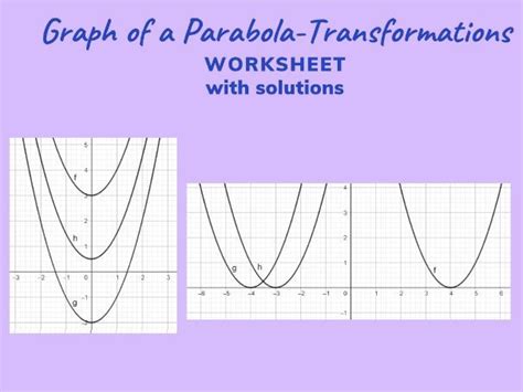 Graph Of A Parabola Transformations Worksheet With Solutions Teaching Resources