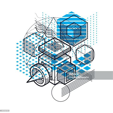 선 및 모양 추상적인 벡터 아이소메트릭 3d 배경입니다 큐브 육각형 사각형 사각형 및 다른 추상 요소 레이아웃 0명에 대한 스톡 벡터 아트 및 기타 이미지 Istock
