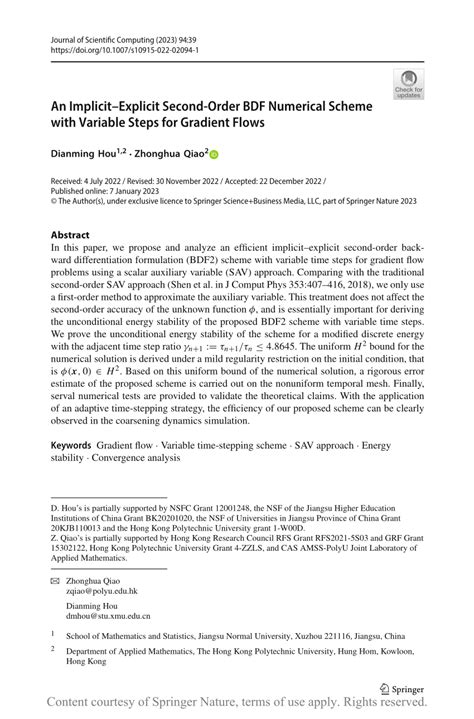 An Implicitexplicit Second Order Bdf Numerical Scheme With Variable Steps For Gradient Flows