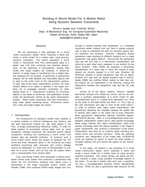 Pdf Building A World Model For A Mobile Robot Using A World Model For A Mobile Robot Using