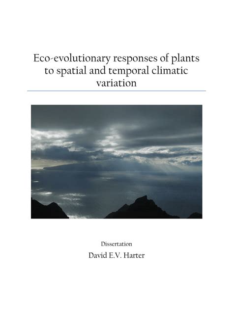 Pdf Eco Evolutionary Responses Of Plants To Spatial And Temporal Climatic Variation
