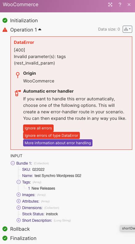 Woocommerce Tag Or Category Error 400 Invalid Parameters Tags