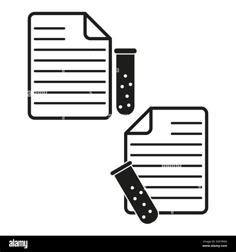Document And Test Tube Icons Vector Scientific Research Paperwork Symbol Lab Analysis Report