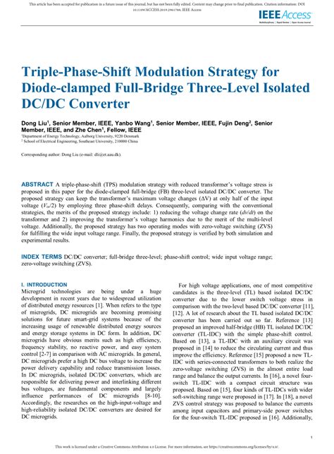 Pdf Triple Phase Shift Modulation Strategy For Diode Clamped Full Bridge Three Level Isolated