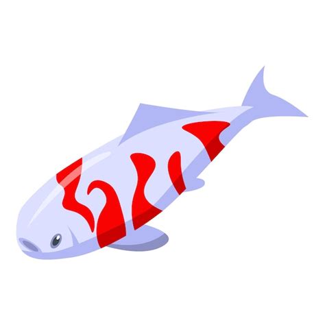 Icono De Carpa Koi Roja Blanca Isométrica De Icono De Vector De Carpa