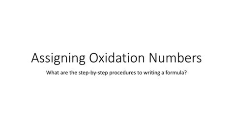 PPT Rules For Assigning Oxidation Numbers PowerPoint Presentation Free Download ID 6579901