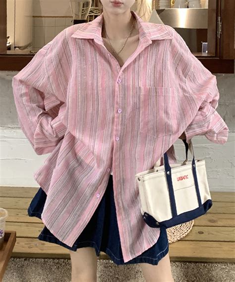 심도나인 데일리 오버핏 스트라이프 셔츠