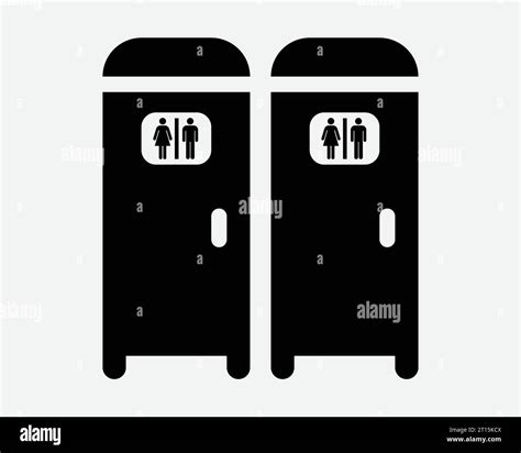 Portable Toilet Icon Public Restroom Bathroom Wc Room Hygiene Lavatory Two Pair Set Male Female