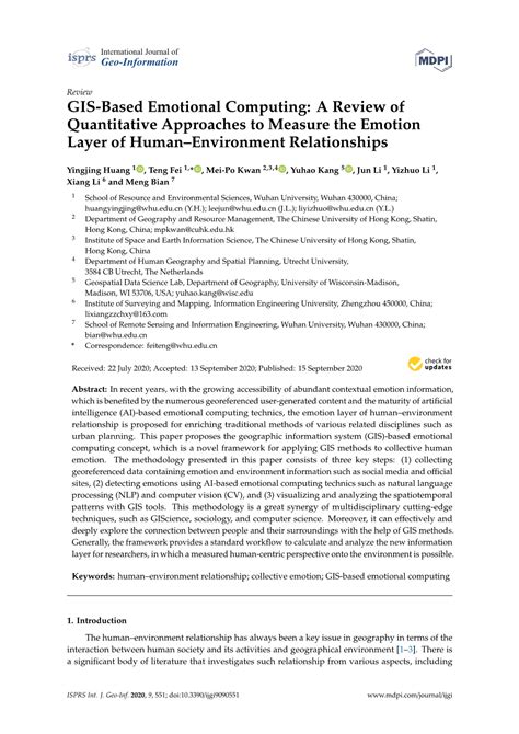 Gis Based Emotional Computing A Review Of Quantitative Approaches To Measure The Emotion Layer