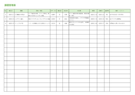 課題管理表の無料テンプレート（excel・スプレッドシート） ビズ研