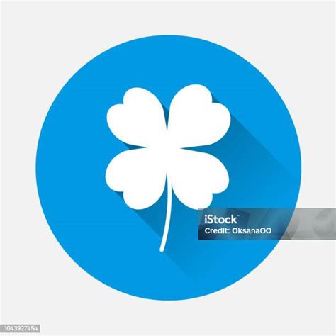 파란색 배경 벡터 아이콘 4leafed 클로버 그림 긴 그림자의 플랫 이미지 클로버 레이어 그룹화 쉽게 편집 그림에 대 한 당신의 디자인에 대 한 3가지 개체에 대한 스톡