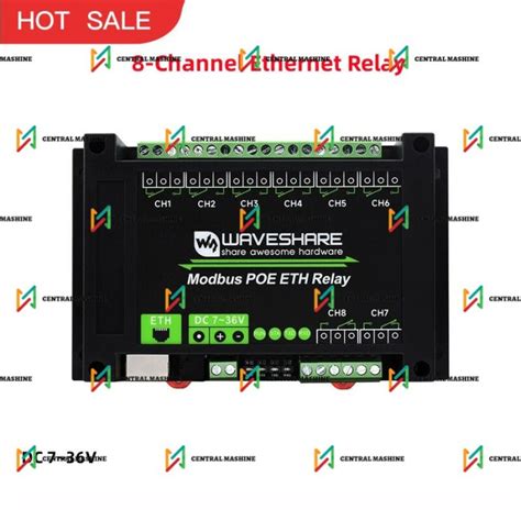 Jual Waveshare Industrial 8 Channel Ethernet Relay Module Kota Bandung CENTRAL MASHINE