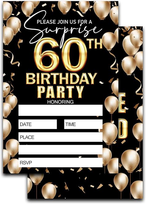 Einladungskarte Zum 60 Geburtstag Schwarz Und Gold Geburtstag