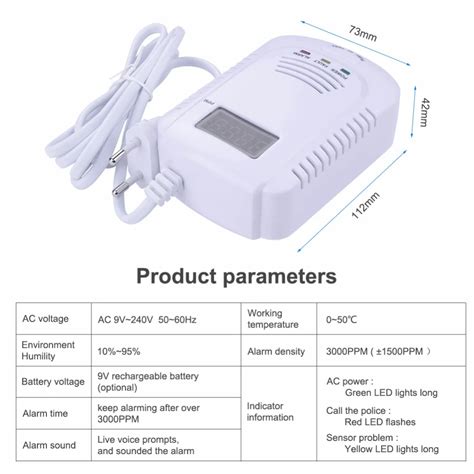 Домашний автономный подключаемый детектор горючих газов Lpg Lng угольный датчик утечки