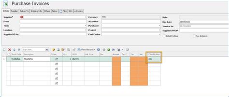 how to define e invoice classification code for self billed and classification code for sales