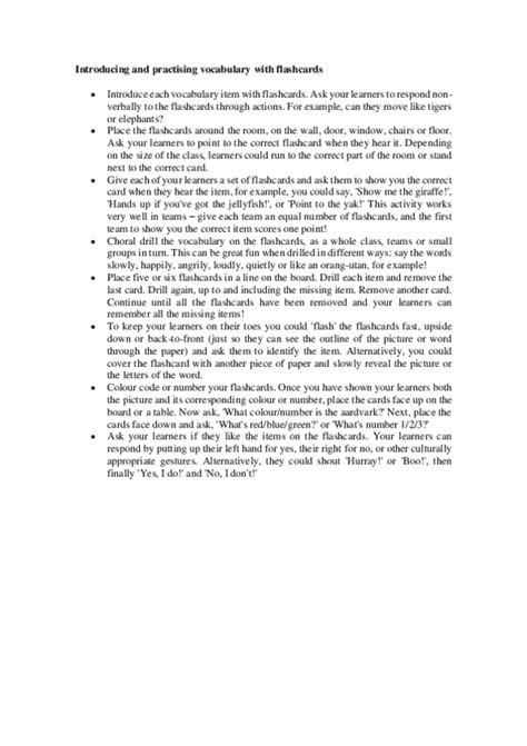 Introducing And Practising Vocabulary With Flashcardspdf