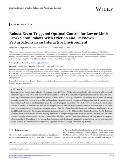 Robust Event‐triggered Optimal Control For Lower Limb Exoskeleton Robots With Friction And