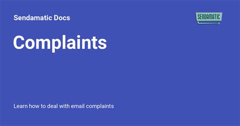 Complaints Sendamatic Docs