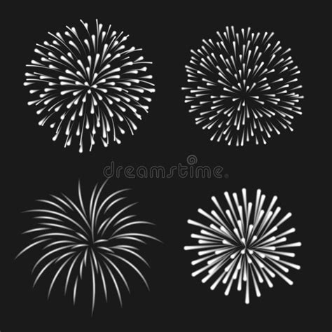 Festive Patterned Firework Bursting In Various Shapes Sparkling Pictograms Set Stock Vector Festive Patterned Firework Bursting In Various Shapes Sparkling Pictograms Set Stock Vector