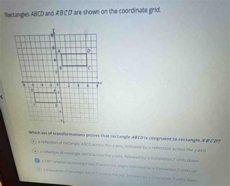 rectangles abcd and a bcd are shown on the coordinate grid which set
