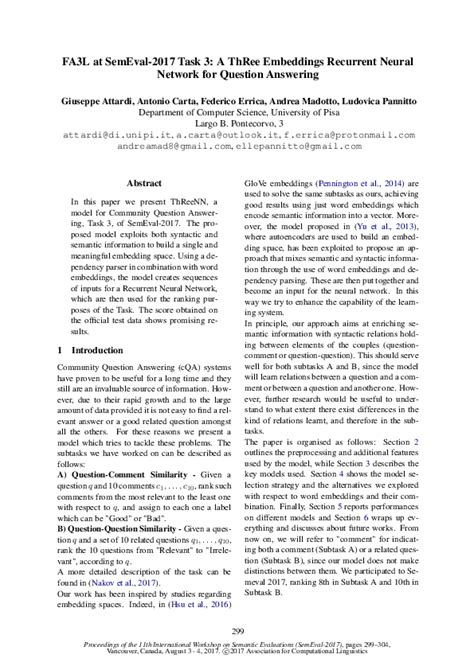 Pdf Threenn Rnn For Community Qanda At Semeval 2017