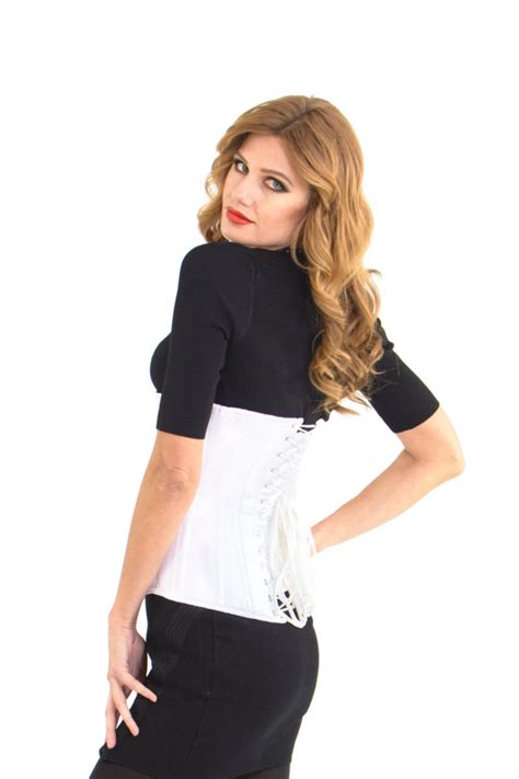 Kelly White Satin Underbust Steel Boned Corset Glamorous Corset