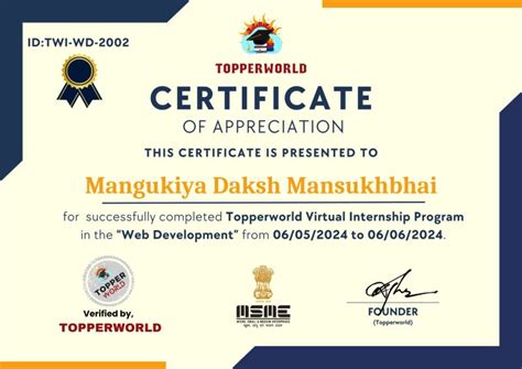 Daksh Mangukiya On Linkedin Webdevelopment Internship Topperworld