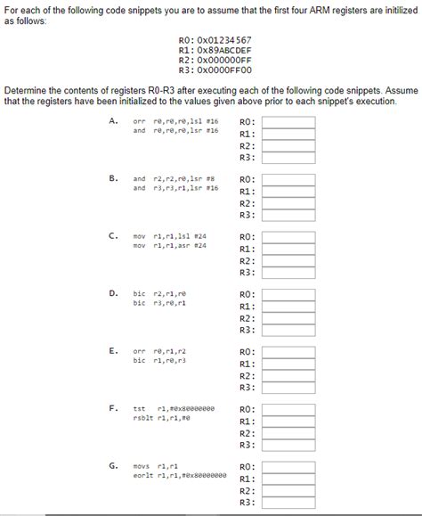Solved For Each Of The Following Code Snippets You Are To Chegg