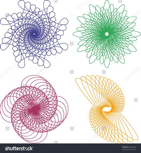Vector Spirograph Patterns On White Background Stock Vector Royalty