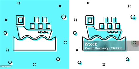녹색과 흰색 배경에 격리 된 상자 배달 서비스 아이콘과 검은 줄화물 선화물 선 배달 교통 소포 상자 상품화물 임의동적 모양 벡터 가능성에 대한 스톡 벡터 아트 및 기타