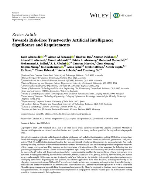 Pdf Towards Risk Free Trustworthy Artificial Intelligence Significance And Requirements