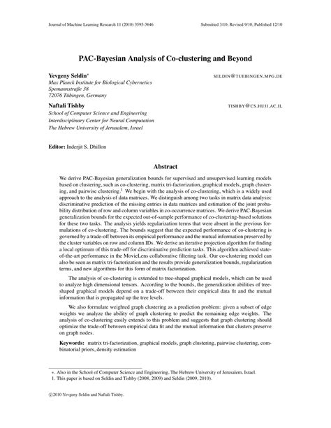 Pdf Pac Bayesian Analysis Of Co Clustering And Beyond