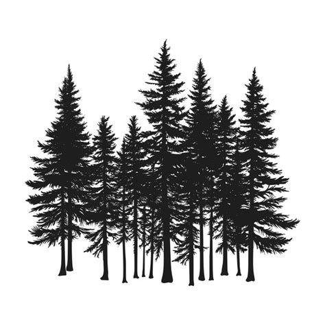 Pine Trees Silhouette Vector Premium Ai Generated Vector