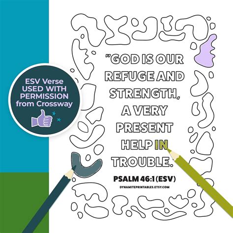 Psalm 46 1 Coloring Page Printable Scripture Meditation Esv Coloring